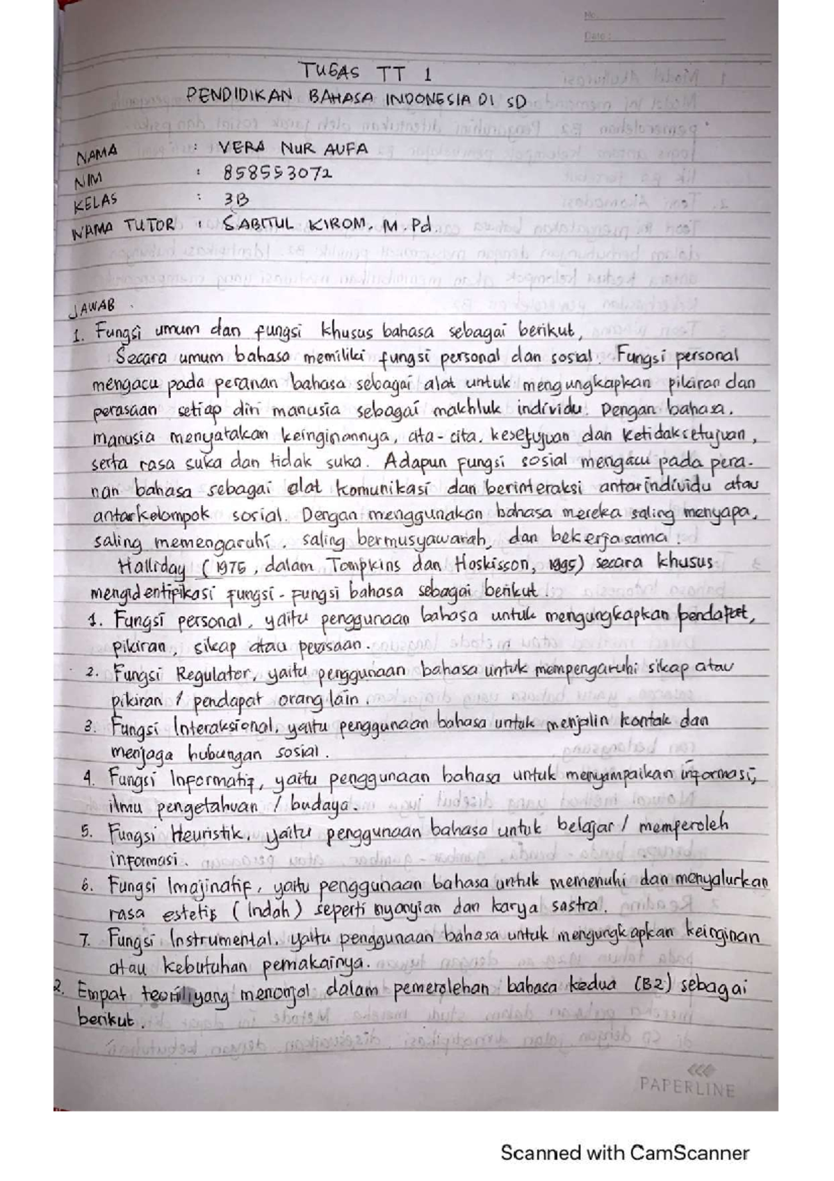 TT1 Pendidikan Bahasa Indonesia DI SD - Fakultas Keguruan dan Ilmu Pendidikan - Studocu