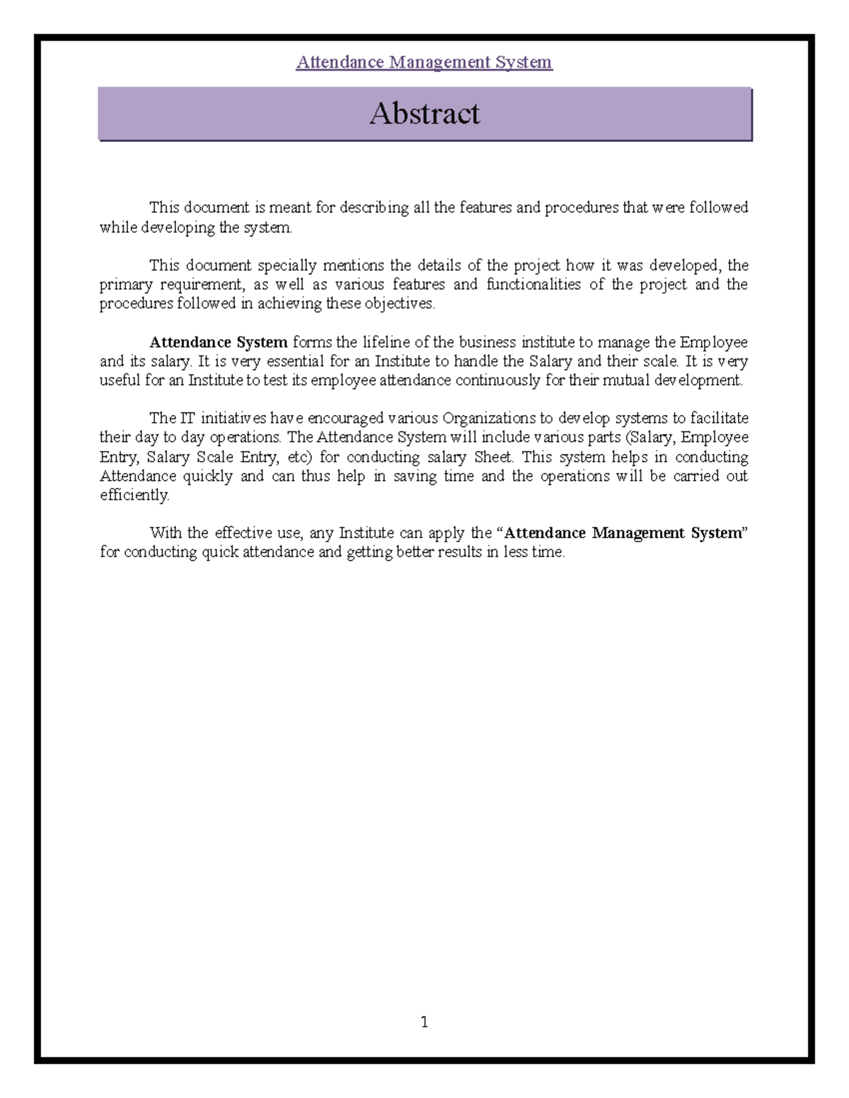 Part2 - attendance management system part 2 - This document is meant ...