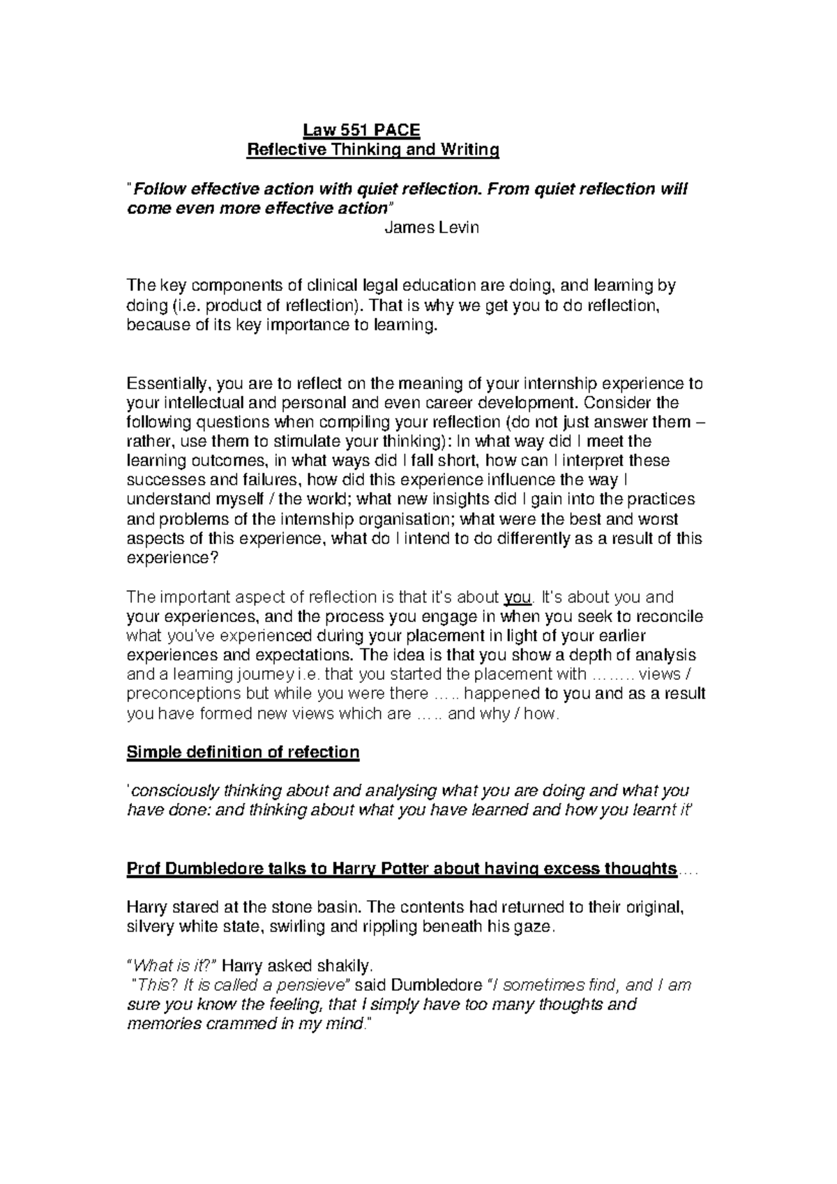 Law 551 reflection notes 2 3 15doc - Law 551 PACE Reflective Thinking ...