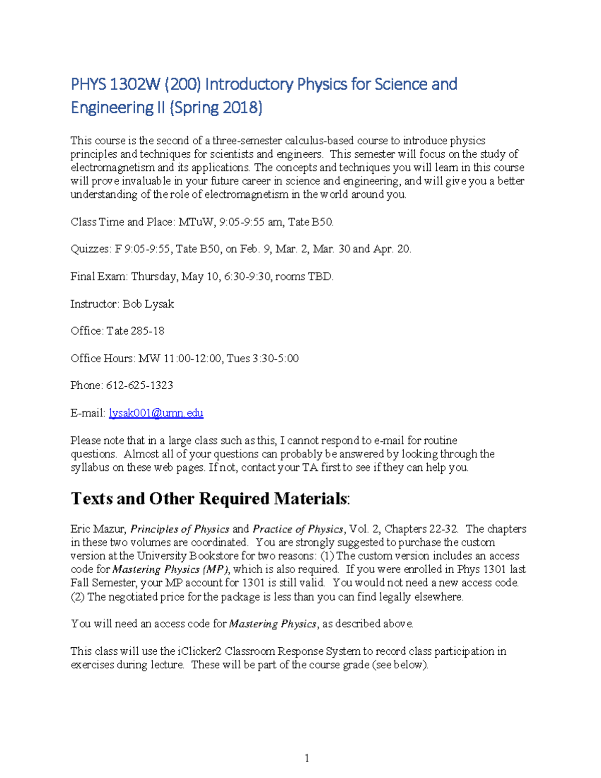 PHYS 1302W Syllabus Spring 2018 - PHYS 1302W (200) Introductory Physics ...