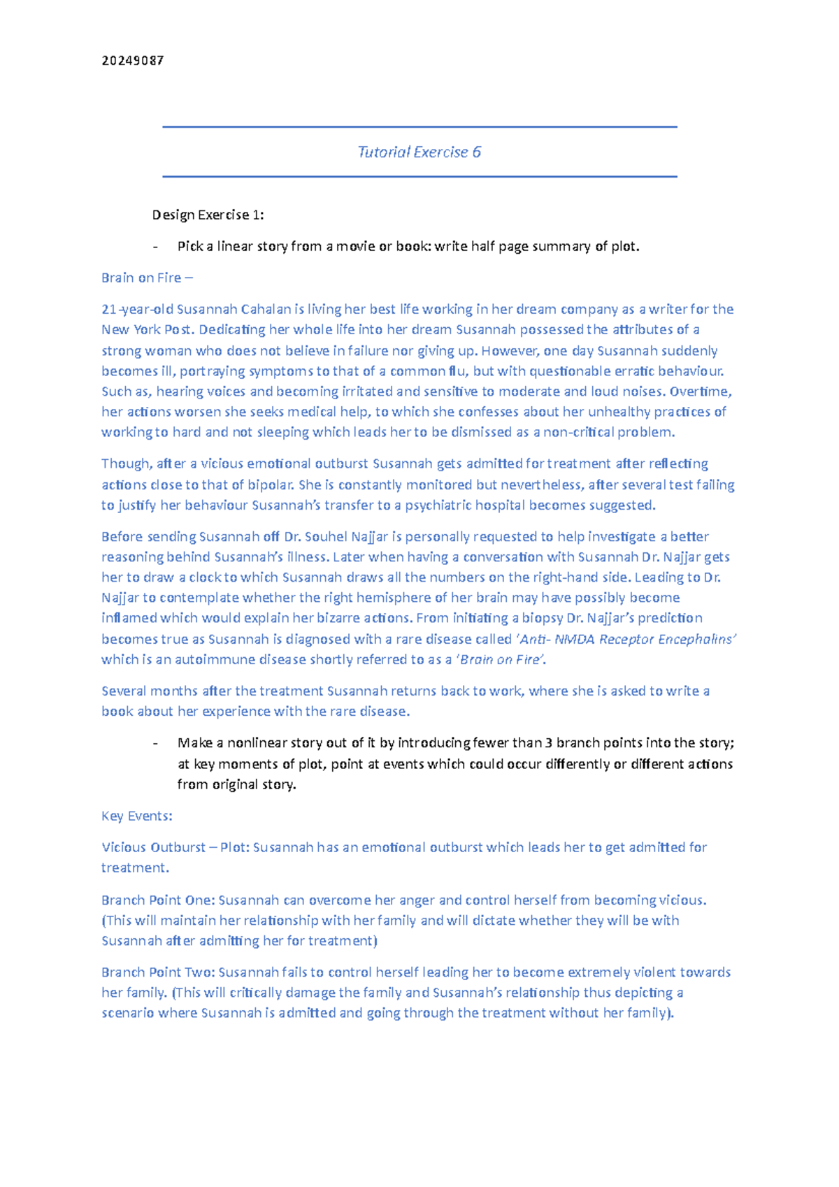 Weekly Online Submission Week 7 - Tutorial 6 - Tutorial Exercise 6 Design Exercise 1: Pick a ...