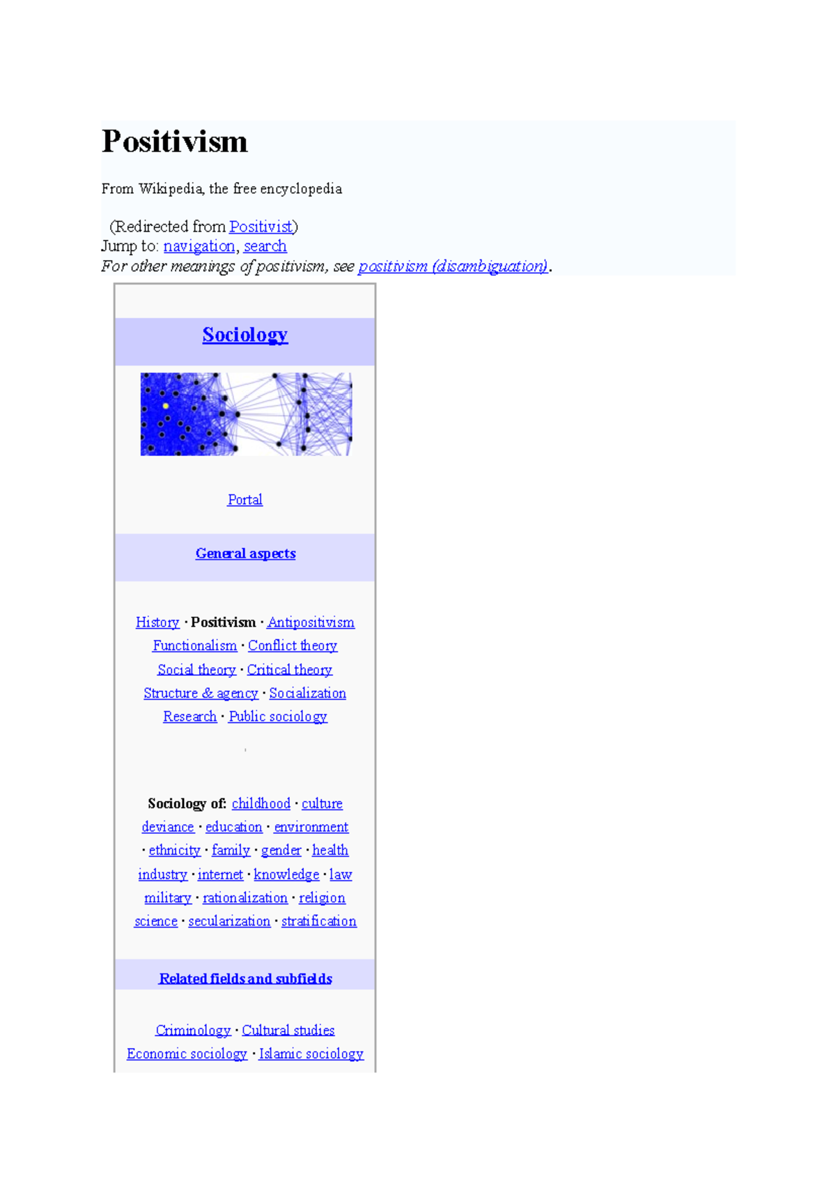 Positivism - Notes - Positivism From Wikipedia, the free encyclopedia ...