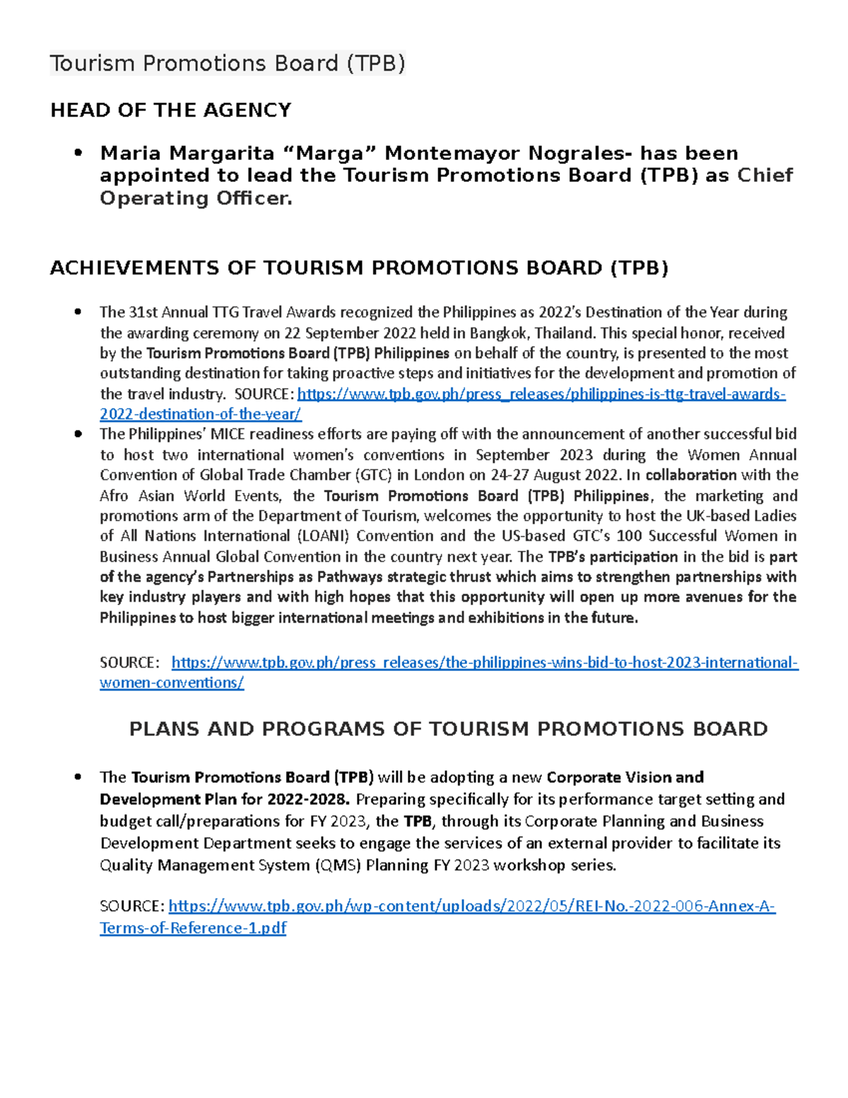 TPB- Mascardo - Assessments - Tourism Promotions Board (TPB) HEAD OF ...