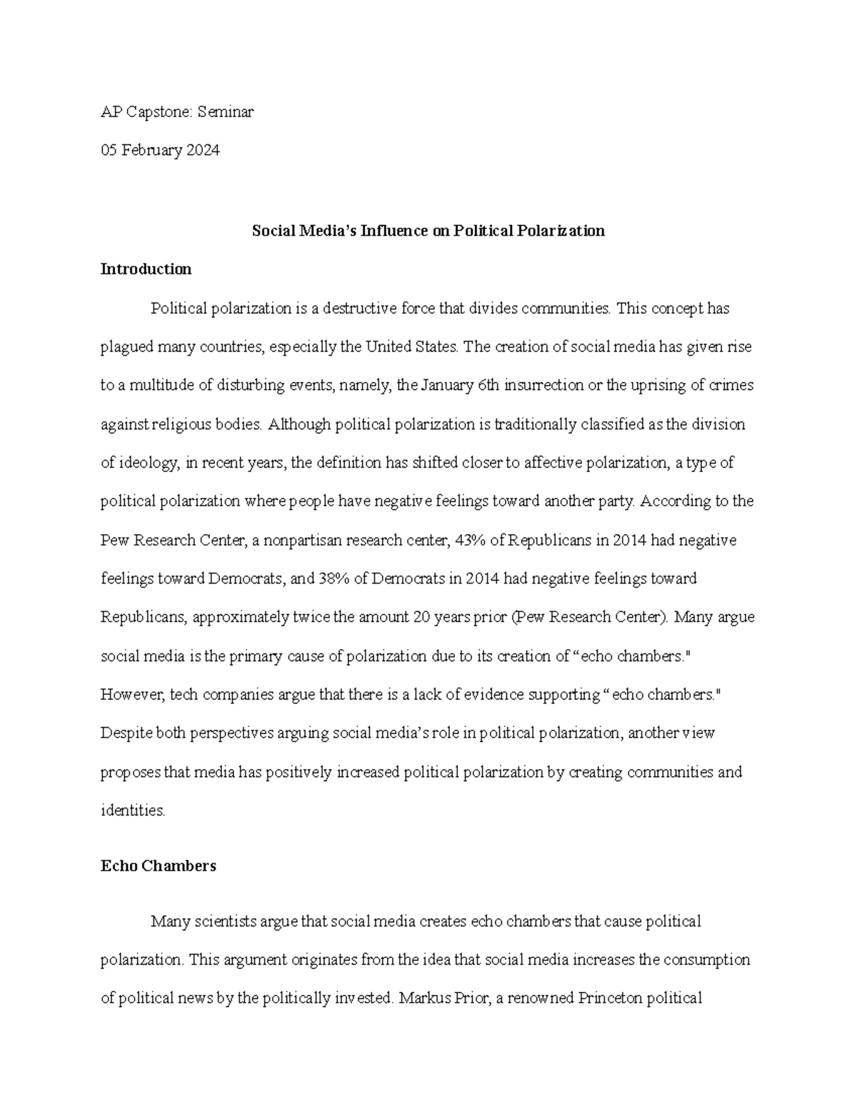 I.R.R. - Google Docs - IRR - AP Capstone: Seminar 05 February 2024 ...