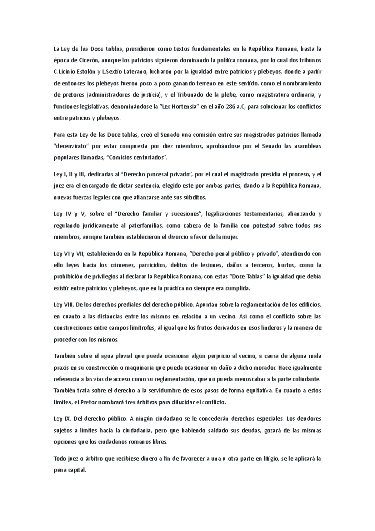 Resumen 12 Tablas - La Ley de las Doce tablas , presidieron como textos ...