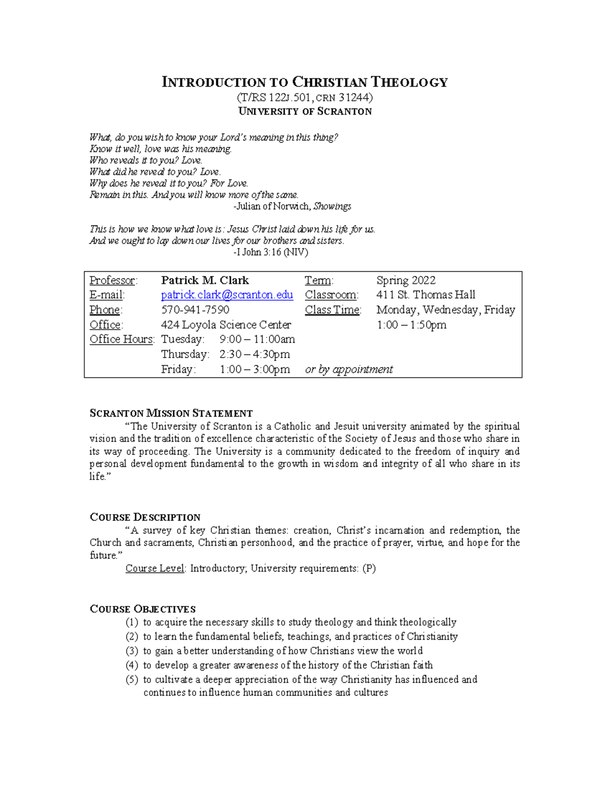 TRS122J.501- Spring 2022- Syllabus - INTRODUCTION TO CHRISTIAN THEOLOGY ...