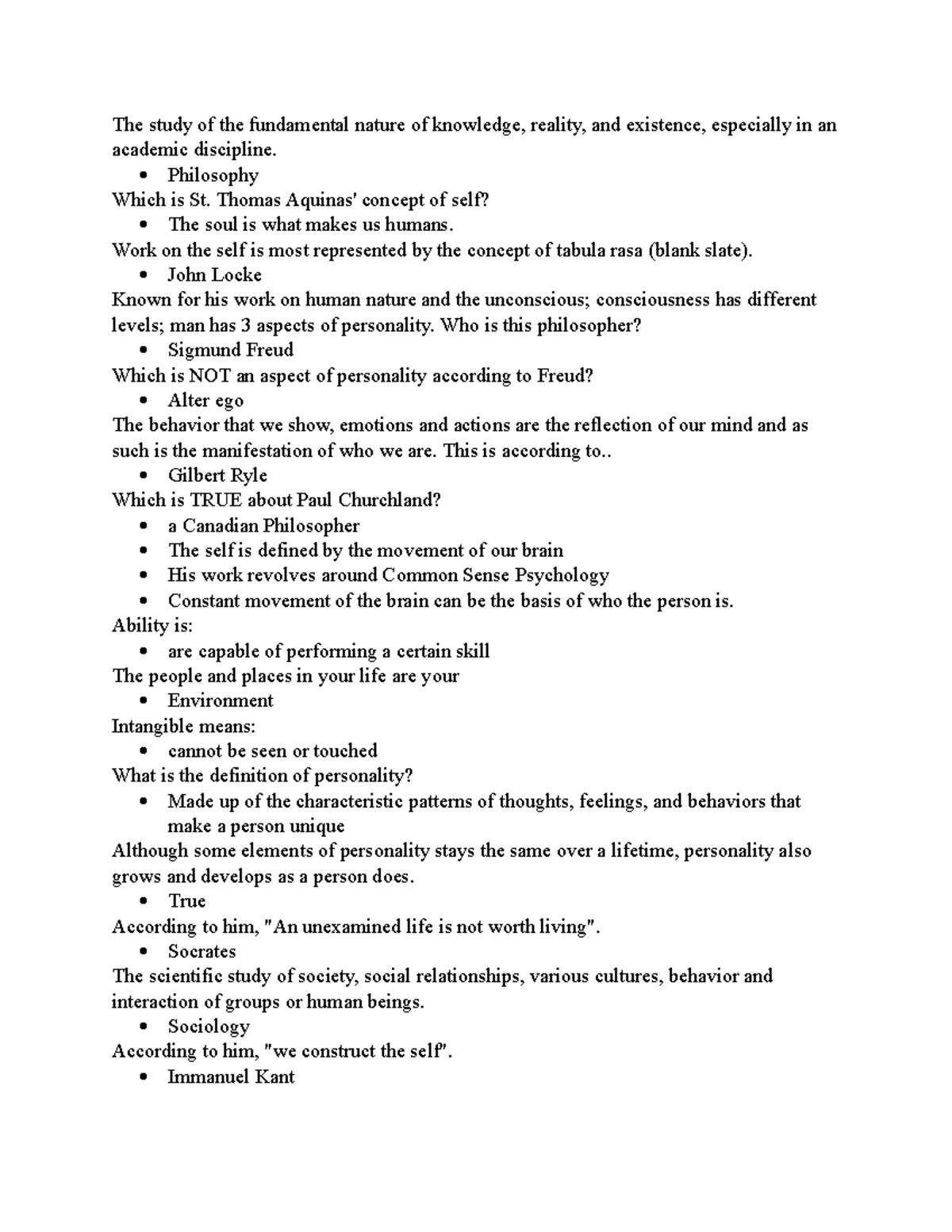Understanding The SELF Notes Summary - The study of the fundamental ...