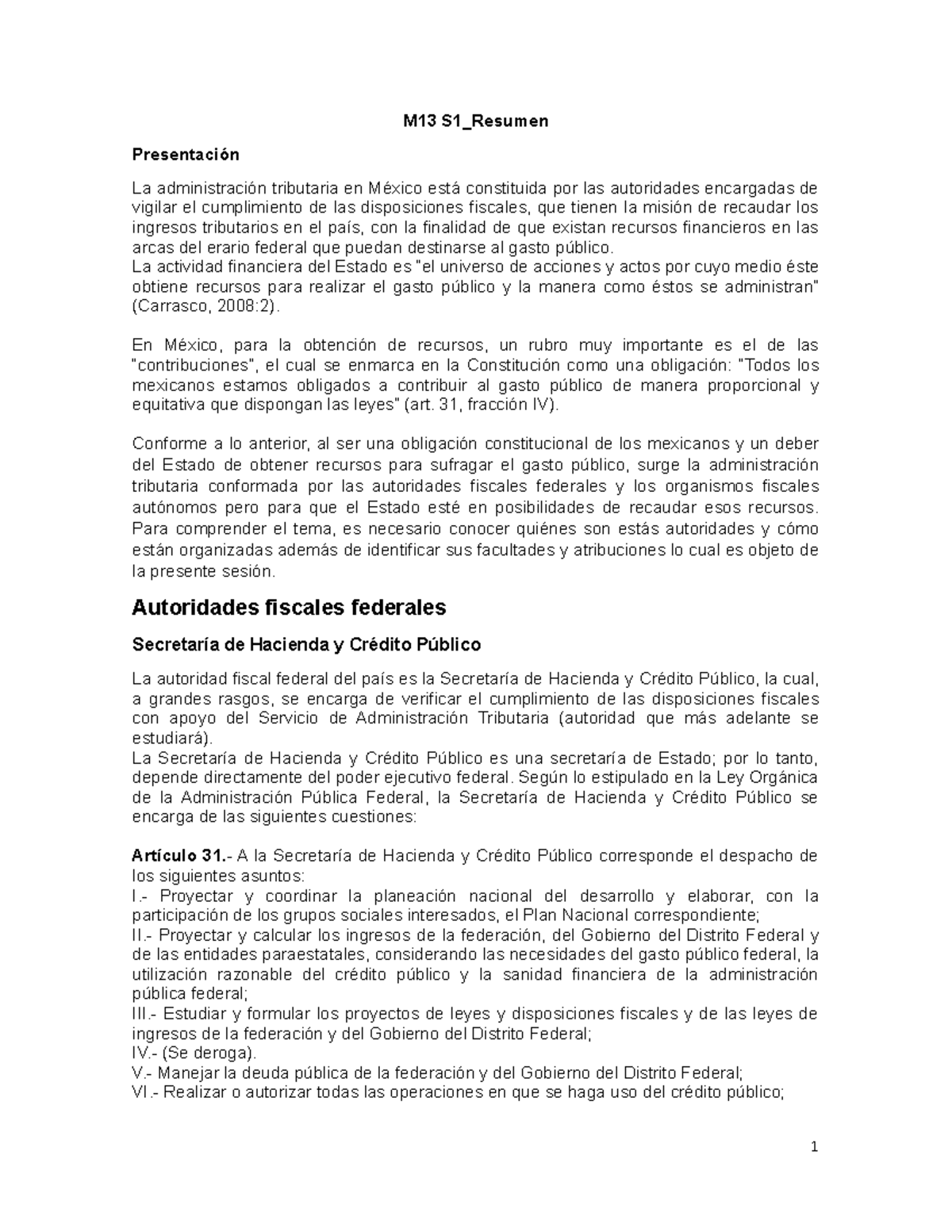 Resumen m13-u1-s1 - M13 S1_Resumen Presentación La administración ...