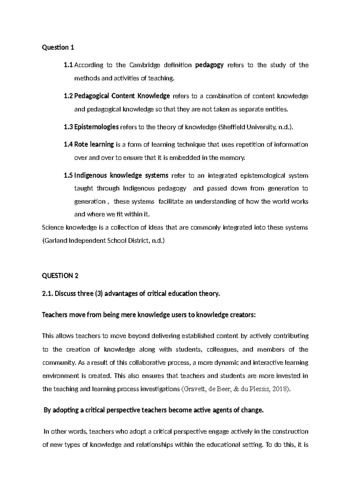 BTE2601 assign 2024920 - Question 1 1 According to the Cambridge ...