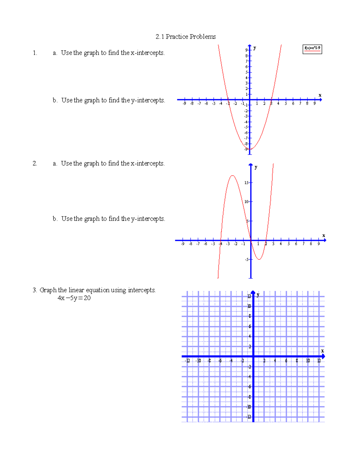 MAT117-2 1-Practice-Problems - 2 Practice Problems 1. a. Use the graph ...