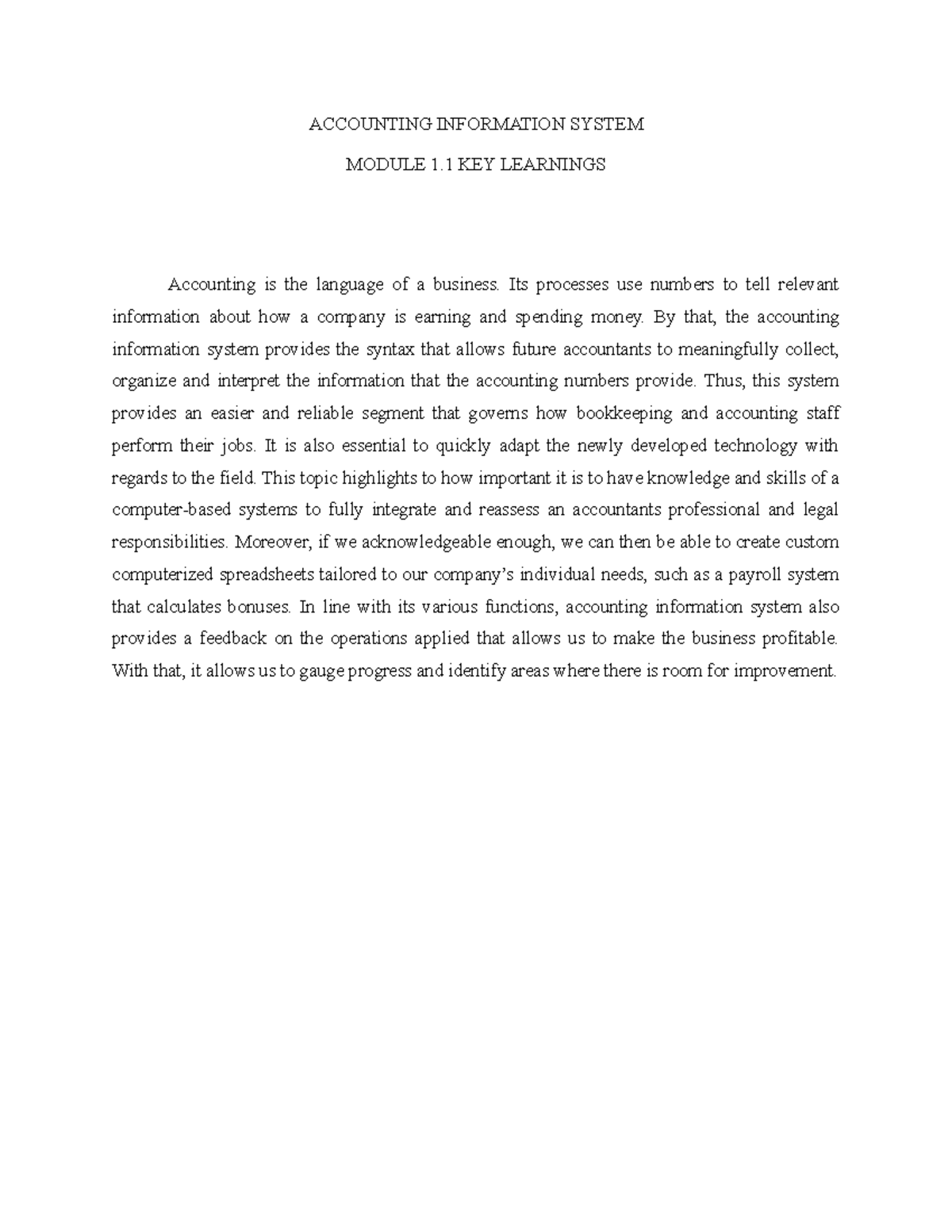 Summary 01 - USEFUL SUMMARIES OF AIS BOOK FOR BS ACCOUNTACY AND BS ...