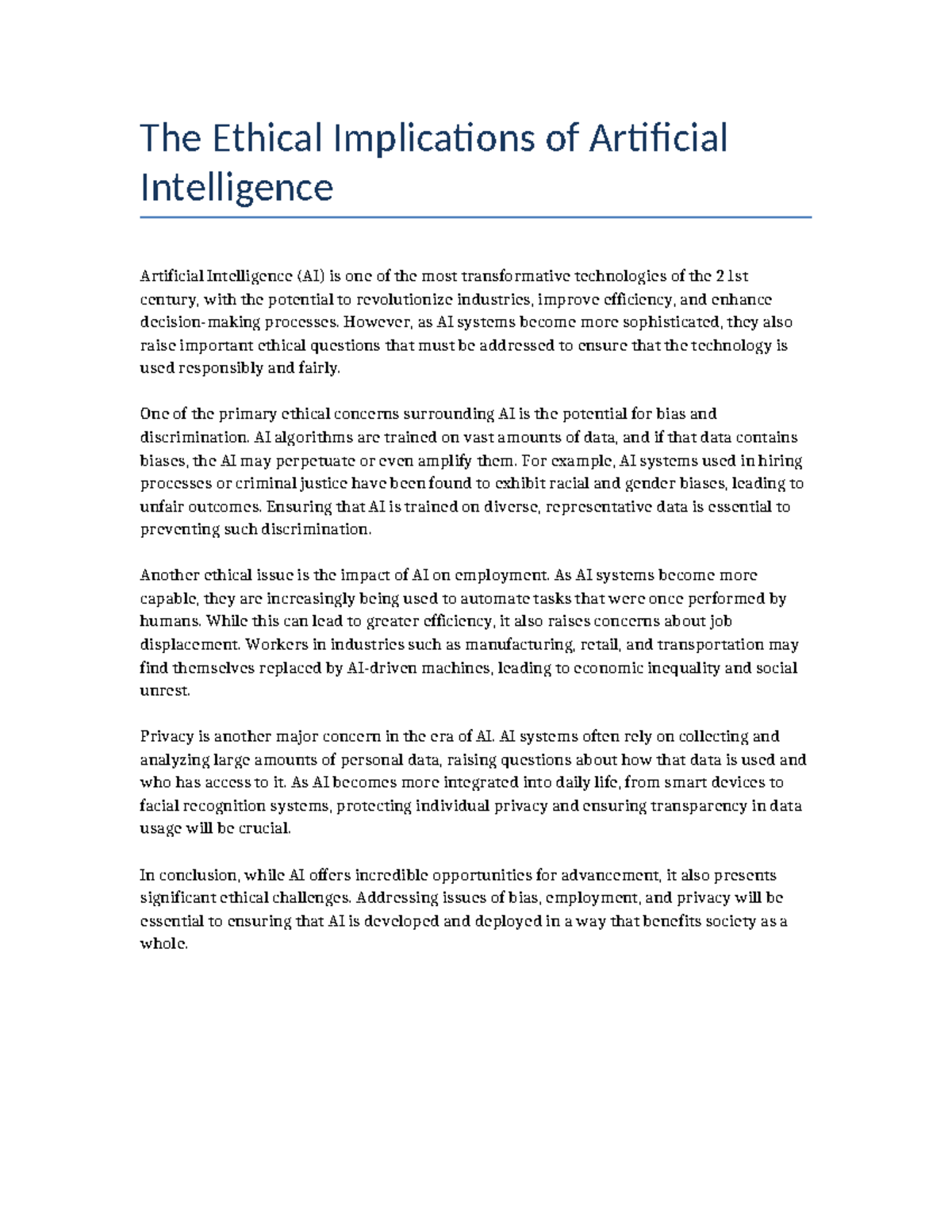 The Ethical Implications of Artificial Intelligence - The Ethical Implications of Artificial ...