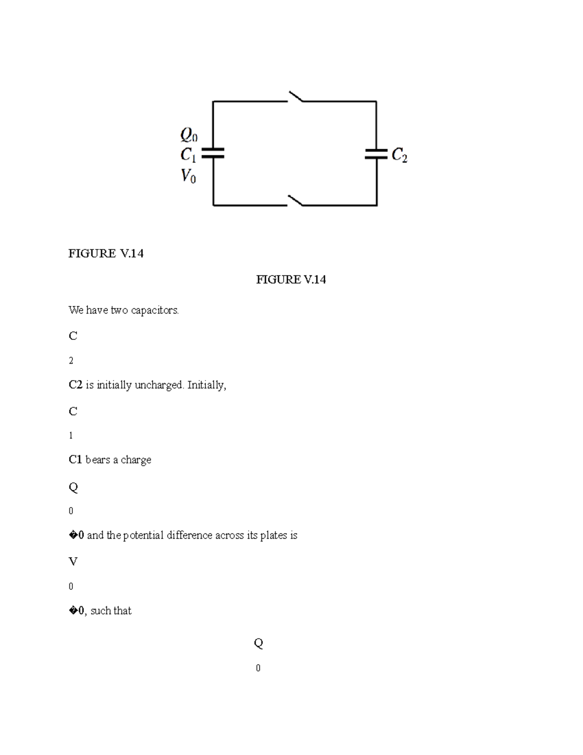 Storing charges in Capacitors - FIGURE V. FIGURE V. We have two capacitors. C 2 C2 is initially ...