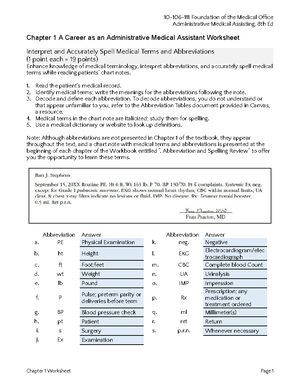 Chapter 2 Worksheet - Administrative Medical Assisting, 8th Ed Chapter ...