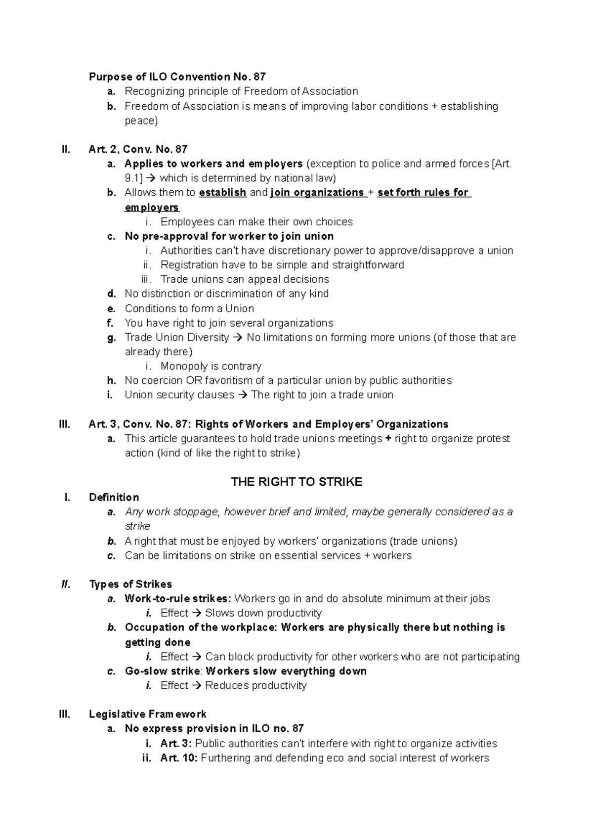 Purpose of ILO Convention No - 87 a. Recognizing principle of Freedom ...