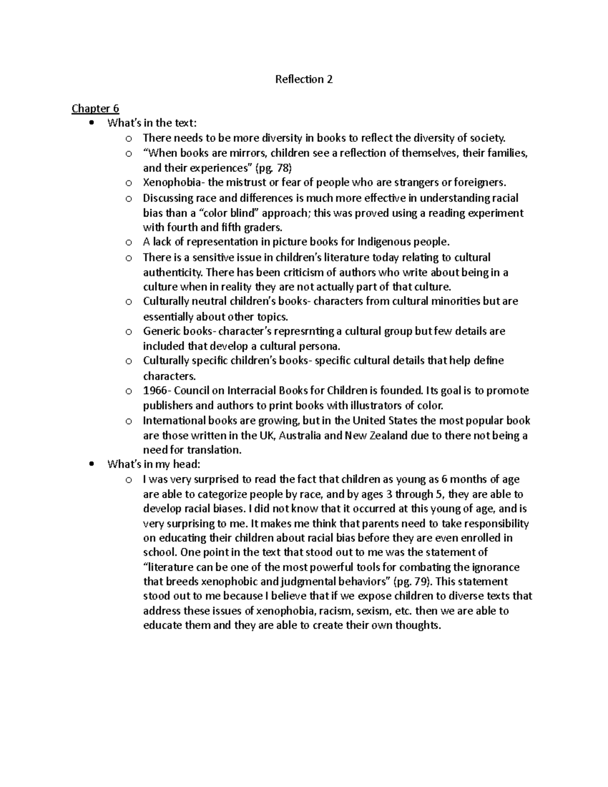 Reflection 2 copy - Reflection 2 Chapter 6 What’s in the text: o There ...