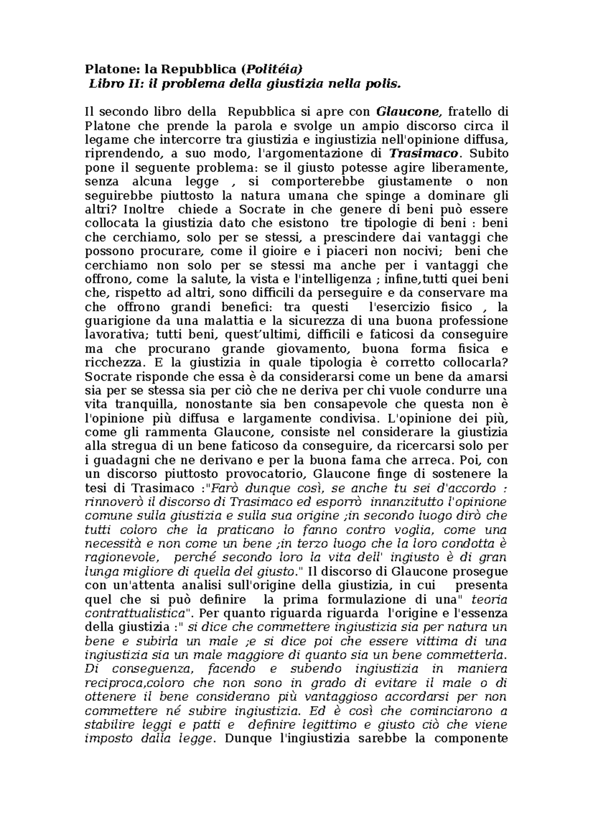 La Repubblica di Platone - Platone: la Repubblica (Politéia) Libro II ...