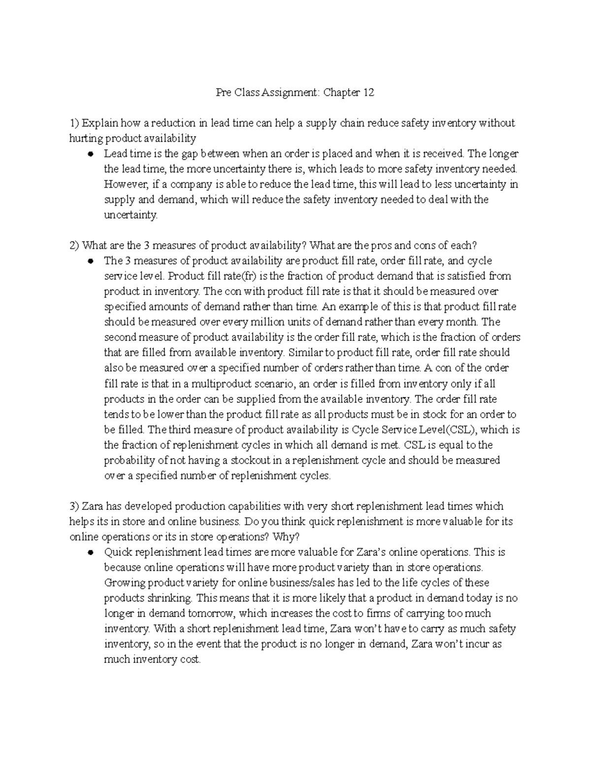 Pre Class Assignment Chapter 12 - FRO 1000S - Baruch College - Studocu