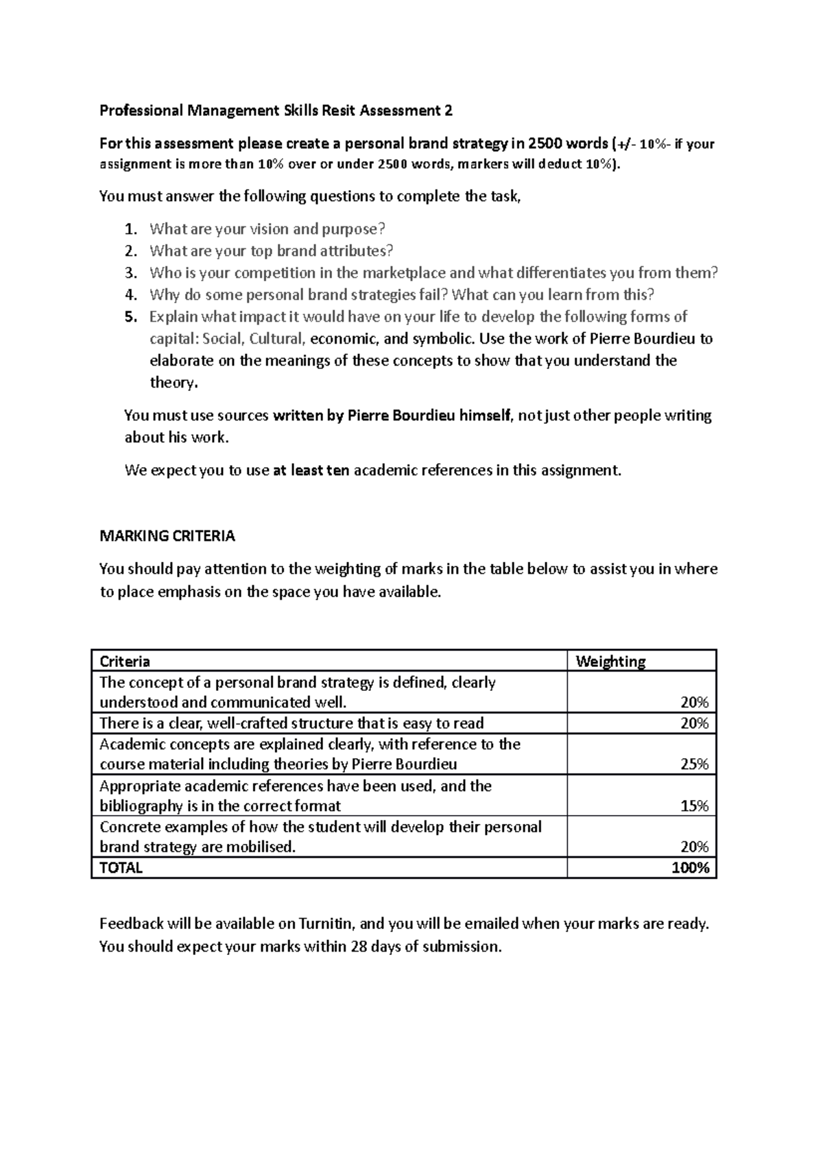 Resit Assessment Two - gjgj - Professional Management Skills Resit ...