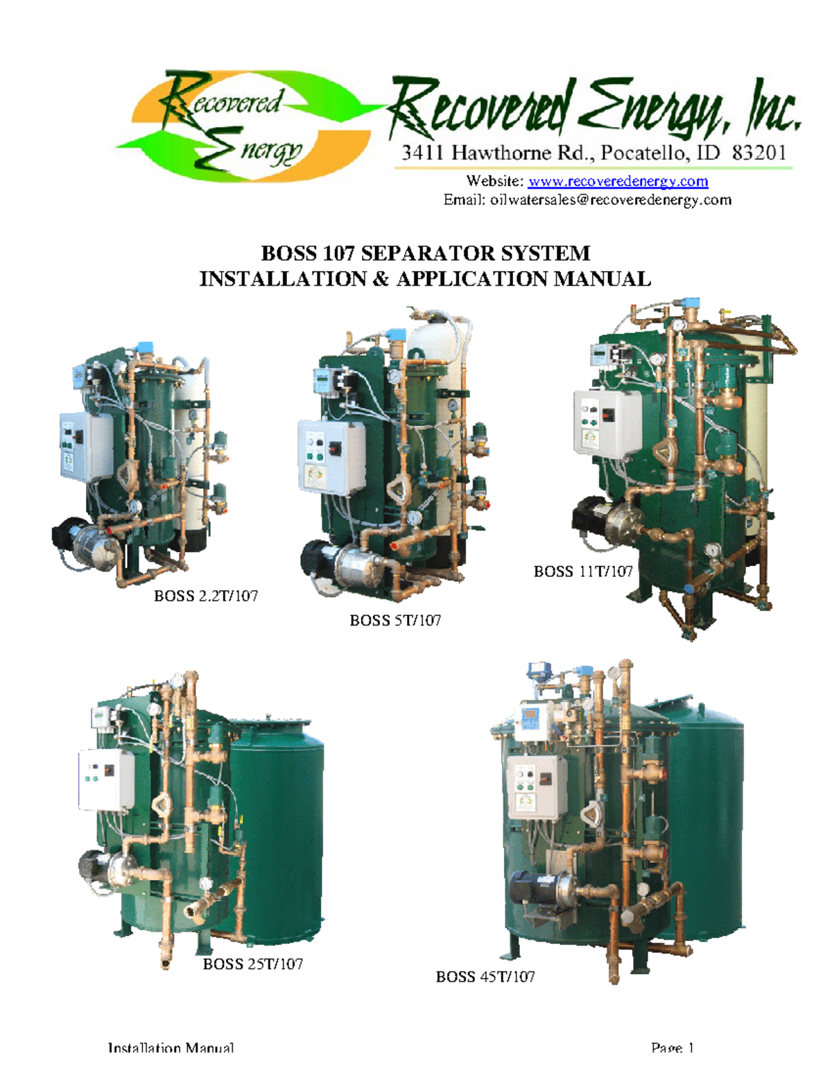 BOSS Installation - Boss - BOSS 107 SEPARATOR SYSTEM INSTALLATION ...