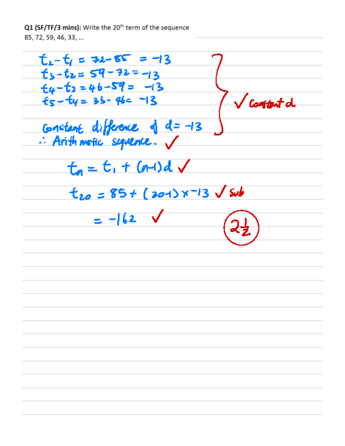 Unit 1 Revision Day 2 2023 Solutions - t -t1 = 72 - 85 = - 13 +3 - +2 ...