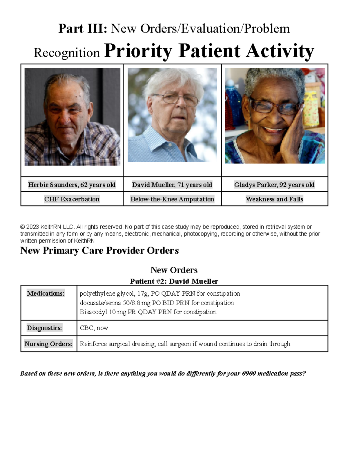 Module 4 - priority patient activity part III KeithRN - Part III: New ...