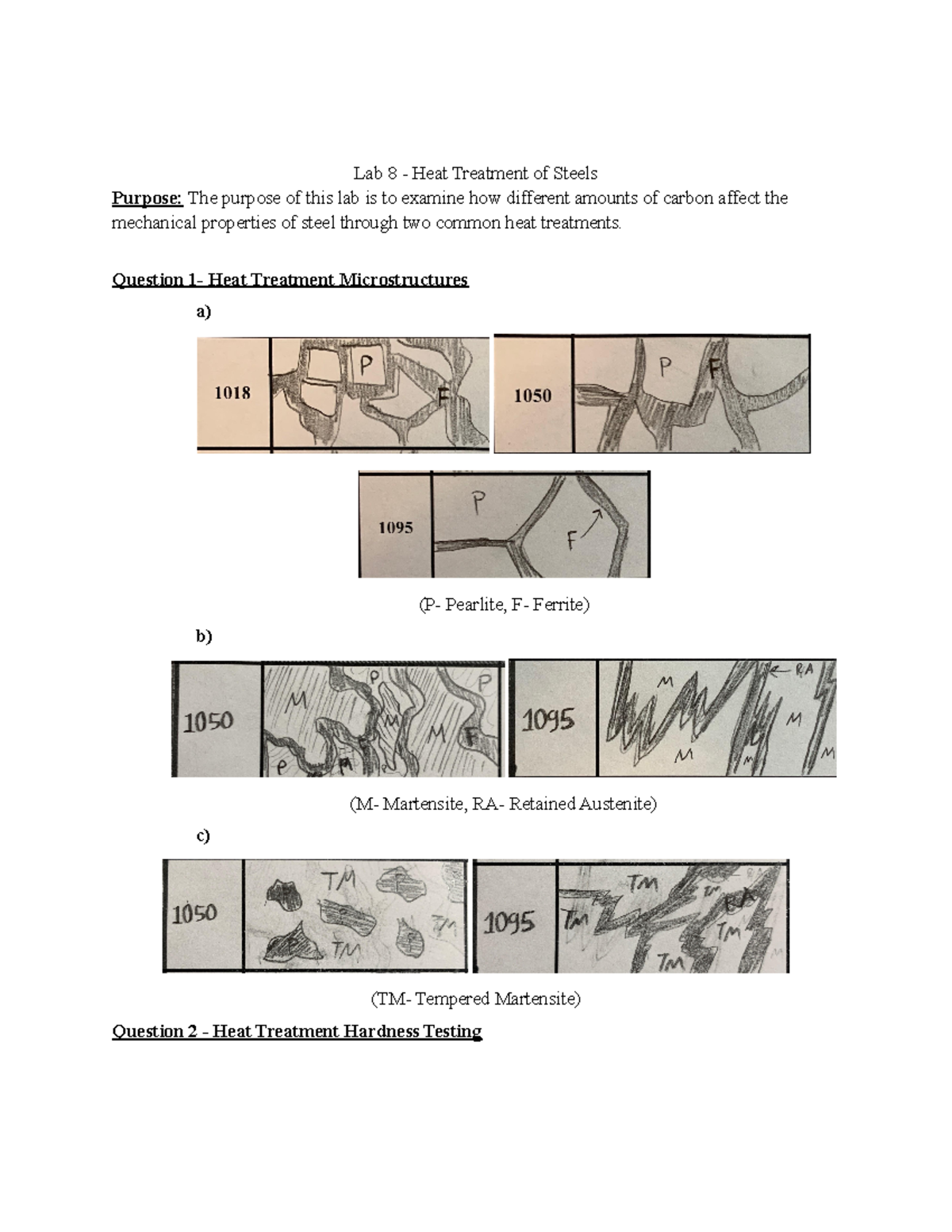 Lab 8- Heat Treatment of Steels - Lab 8 - Heat Treatment of Steels ...