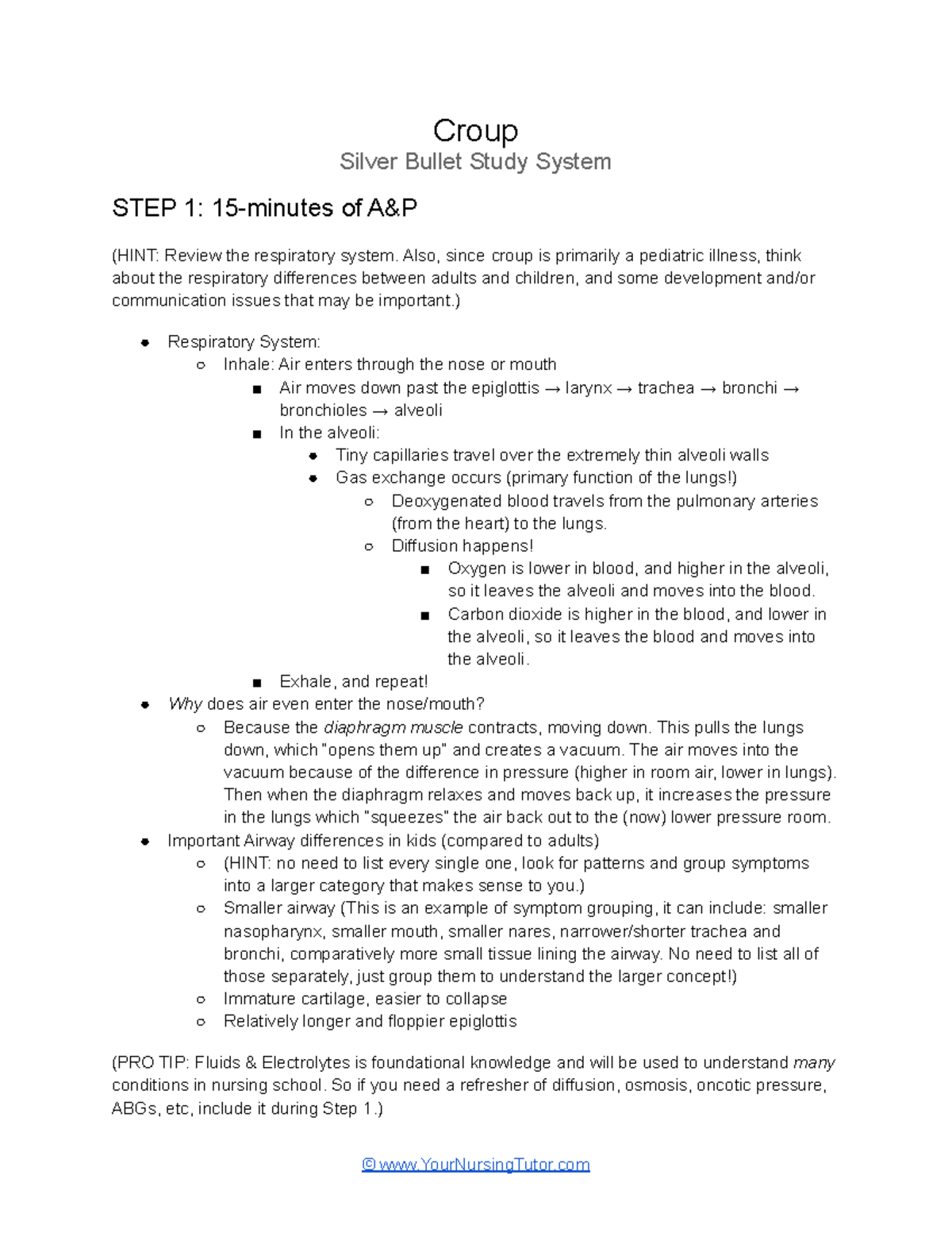 silver bullet study croup - Croup Silver Bullet Study System STEP 1: 15 ...
