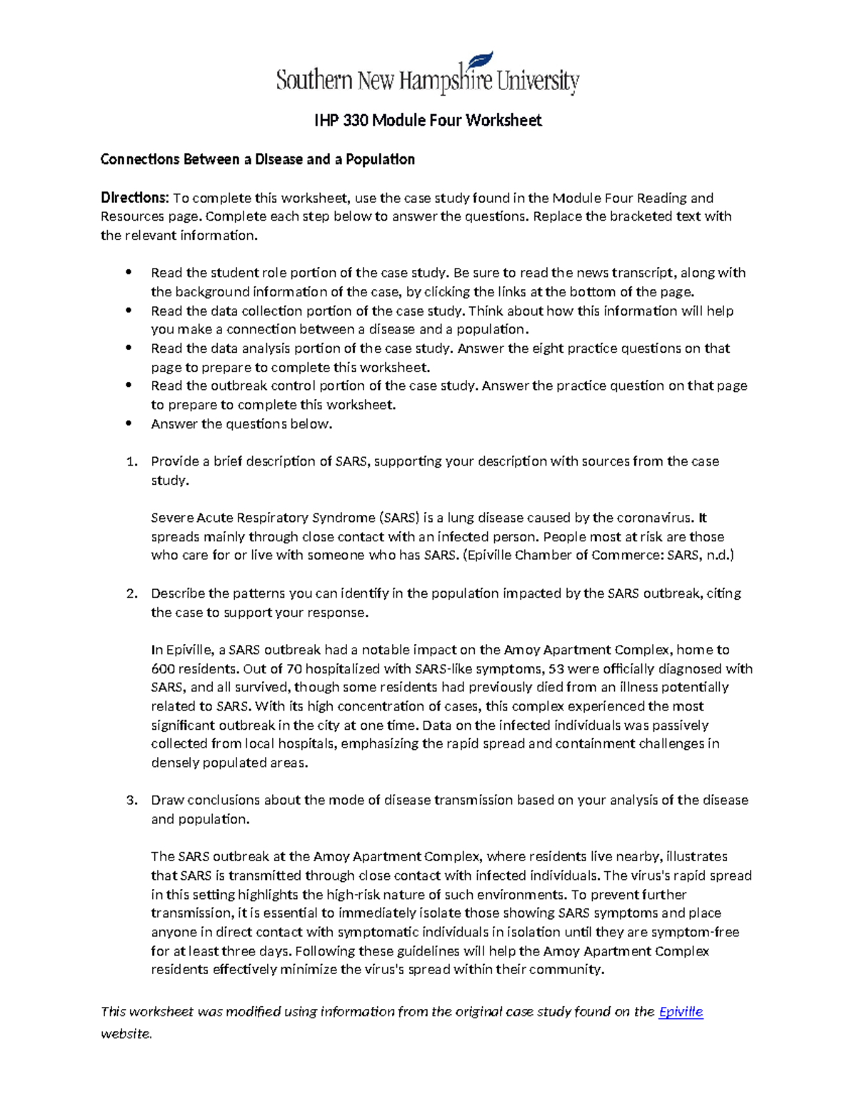 IHP 330 Module Four Worksheet - IHP 330 Module Four Worksheet ...