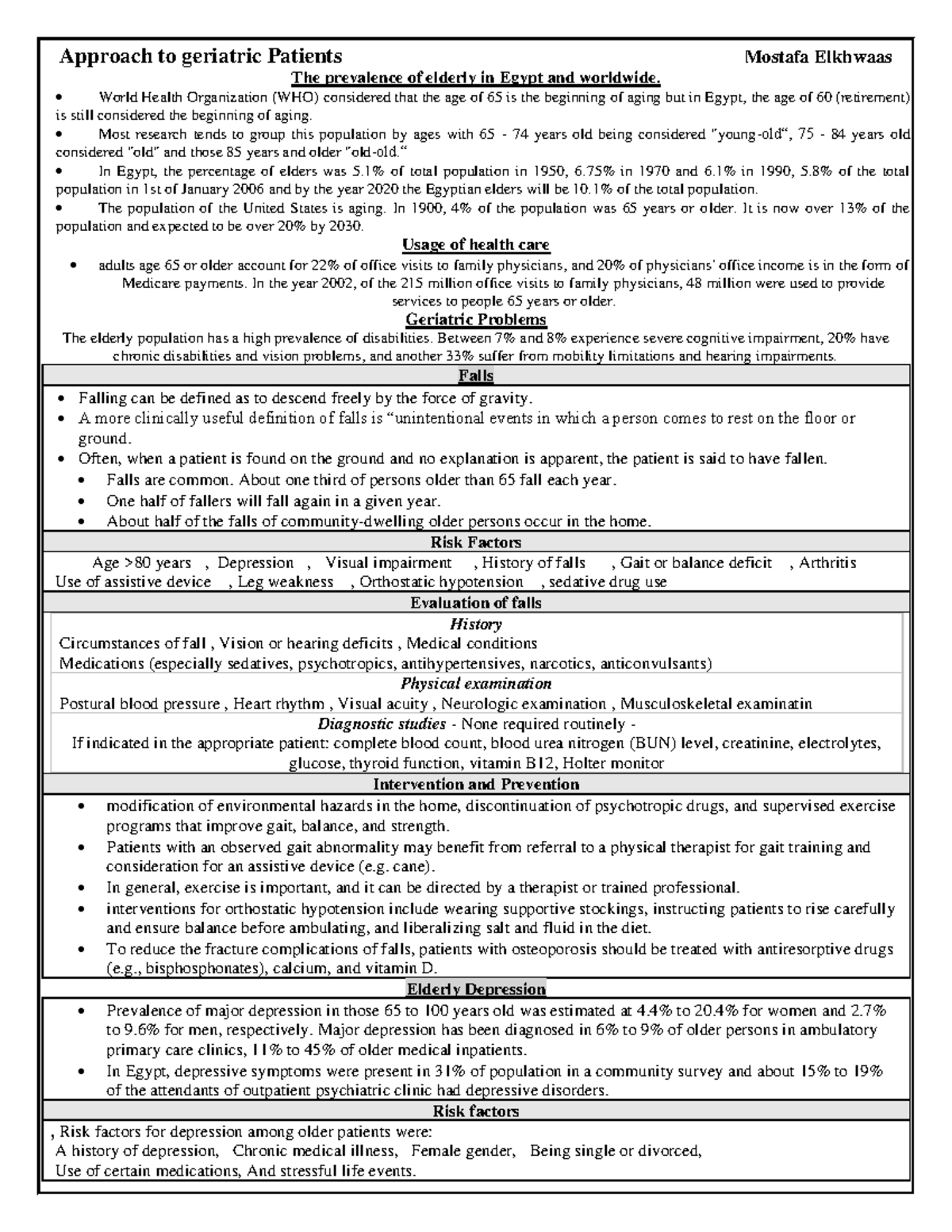 Approach to geriatric Patients - World Health Organization (WHO ...