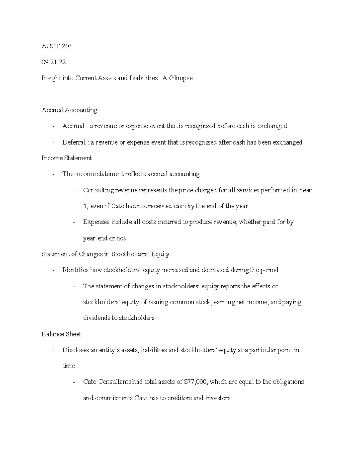 ACCT204 Module 2 notes - Professor Kleinman - ACCT 204 09. Insight into ...
