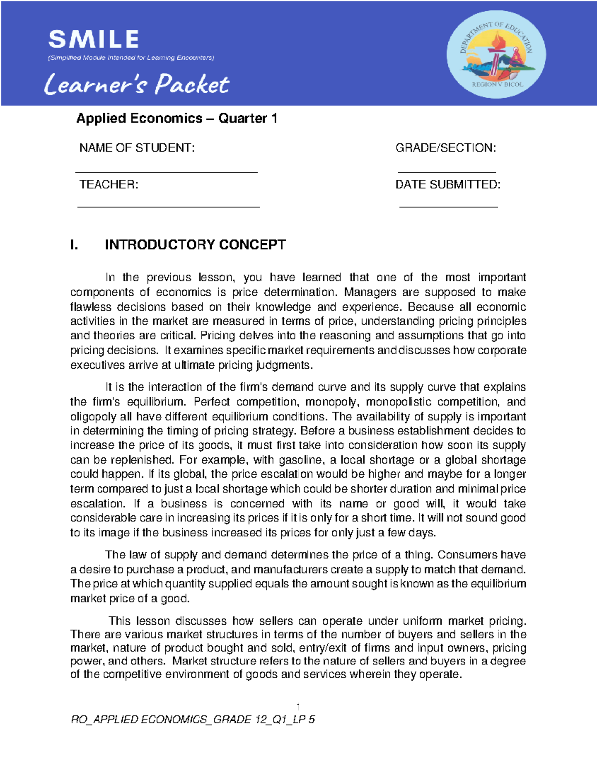 RO Applied-Economics SHS Q1 LP-5 - 1 ...