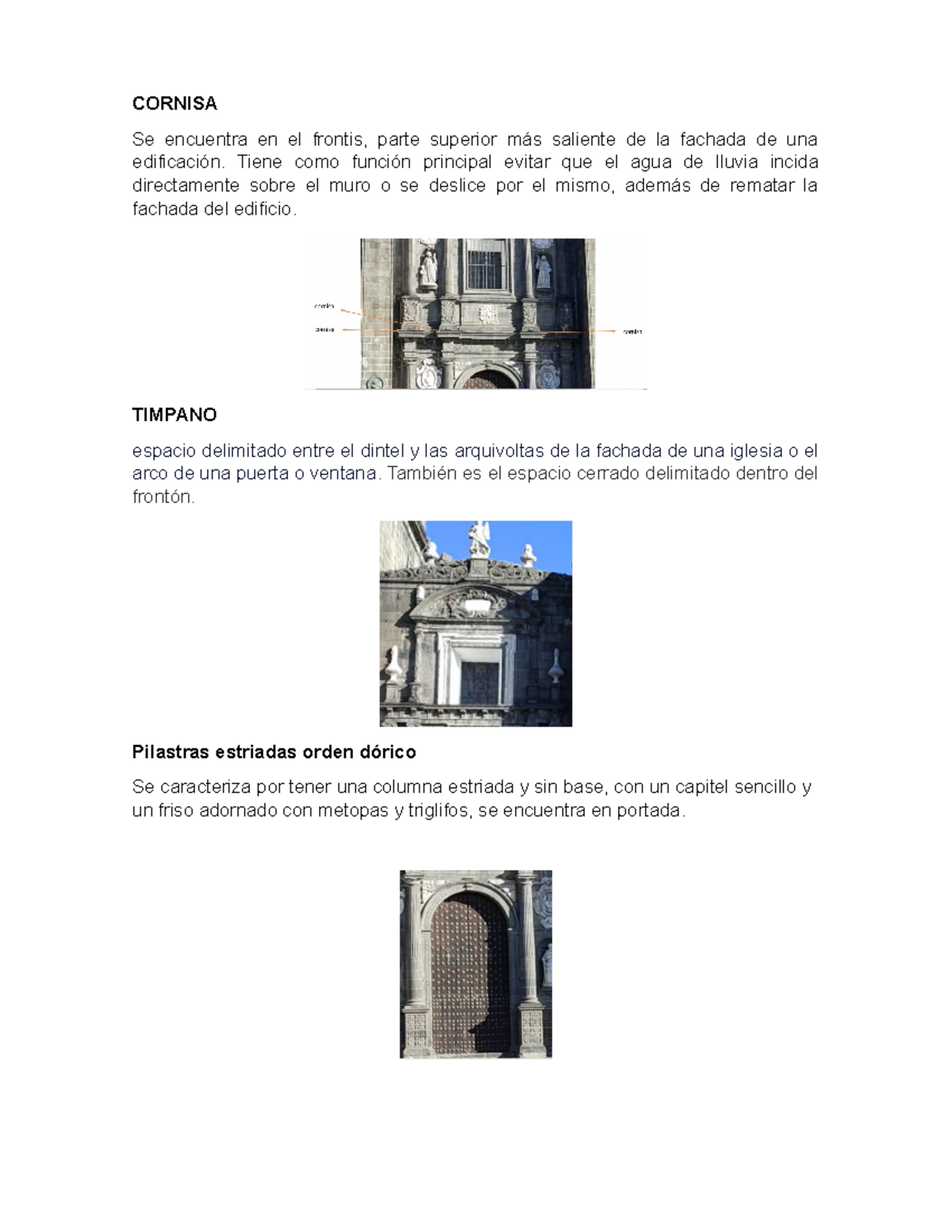 Definicion - CORNISA Se encuentra en el frontis, parte superior más ...