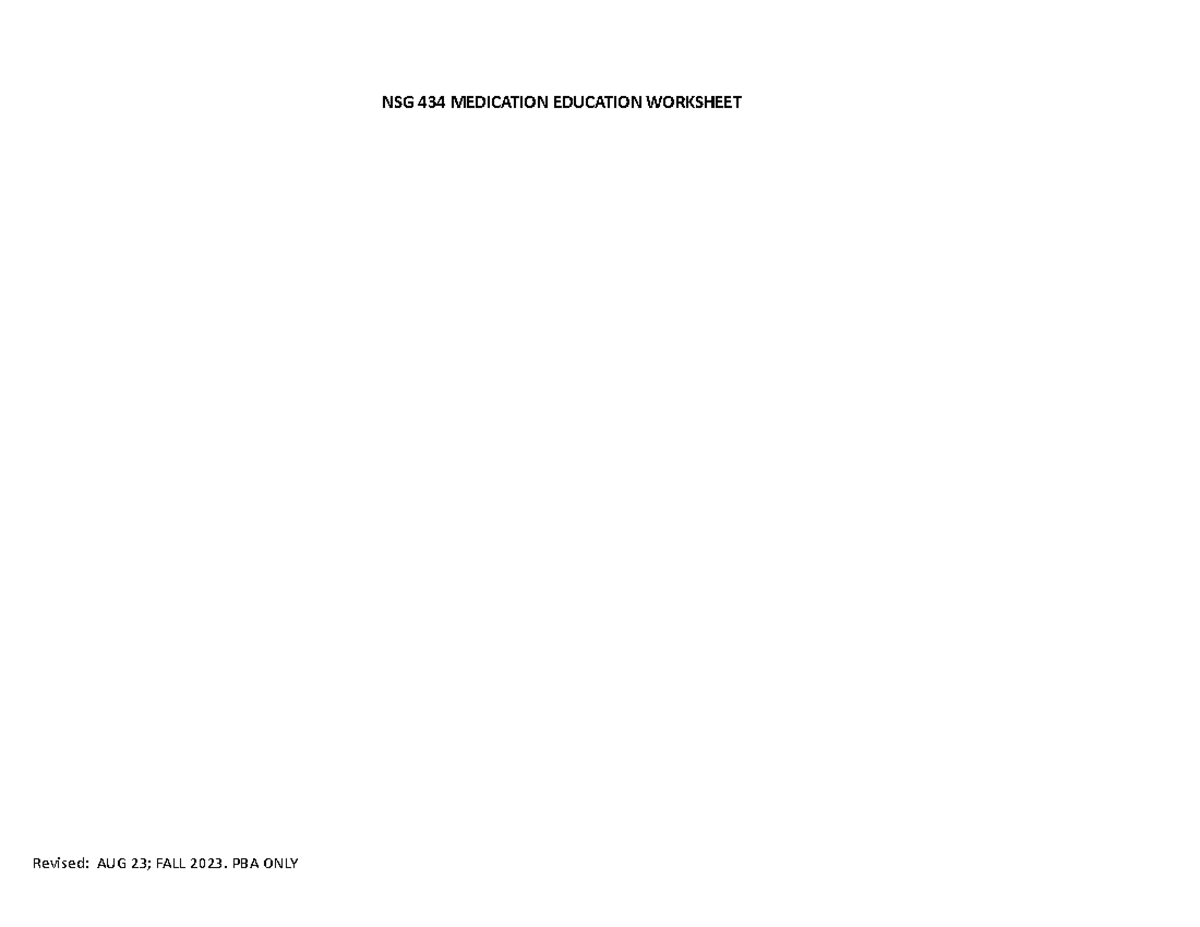 Peds PBA Medication Education List - Drug: What is it for? What is its ...