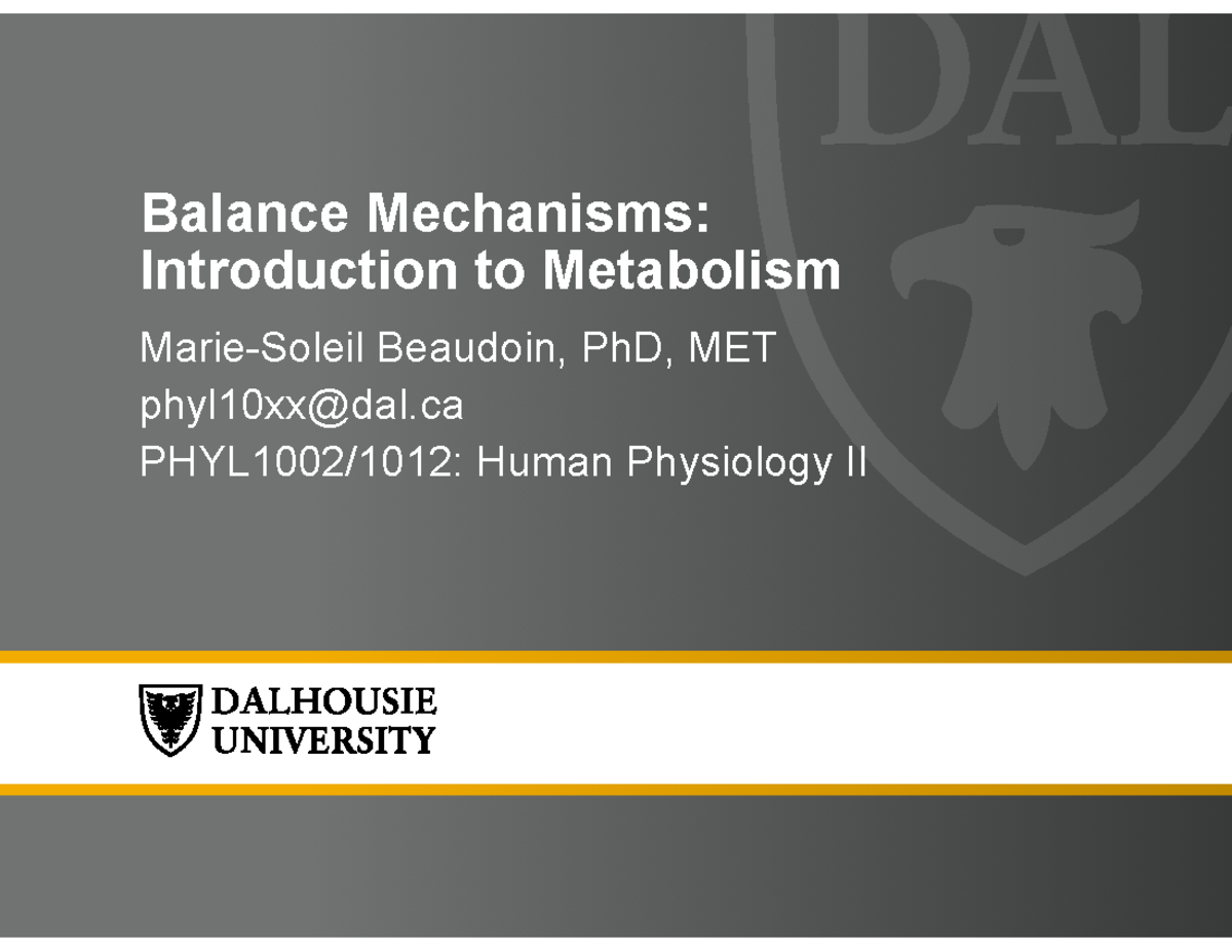 Balance Mechanisms-unit 1 slides - Marie-Soleil Beaudoin, PhD, MET ...