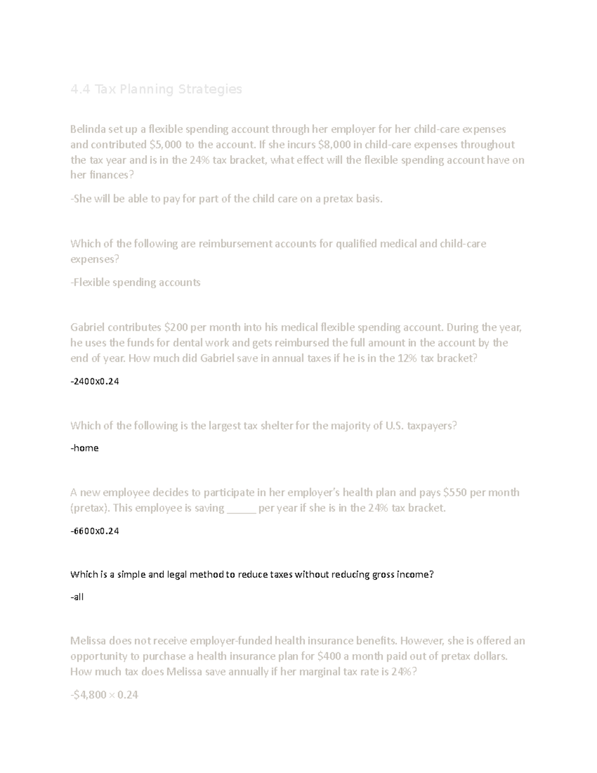 Week 2 study guide assignment 4.4 Tax Planning Strategies - 4 Tax ...