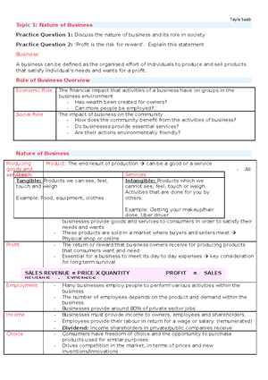 Business Studies Formula Reference Sheet - 3. Balance sheets ...