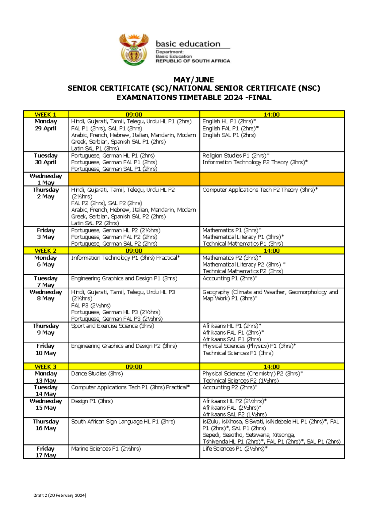 2024- May June Timetable- final Edited-1 - Draft 2 ( 20 February 2024 ...