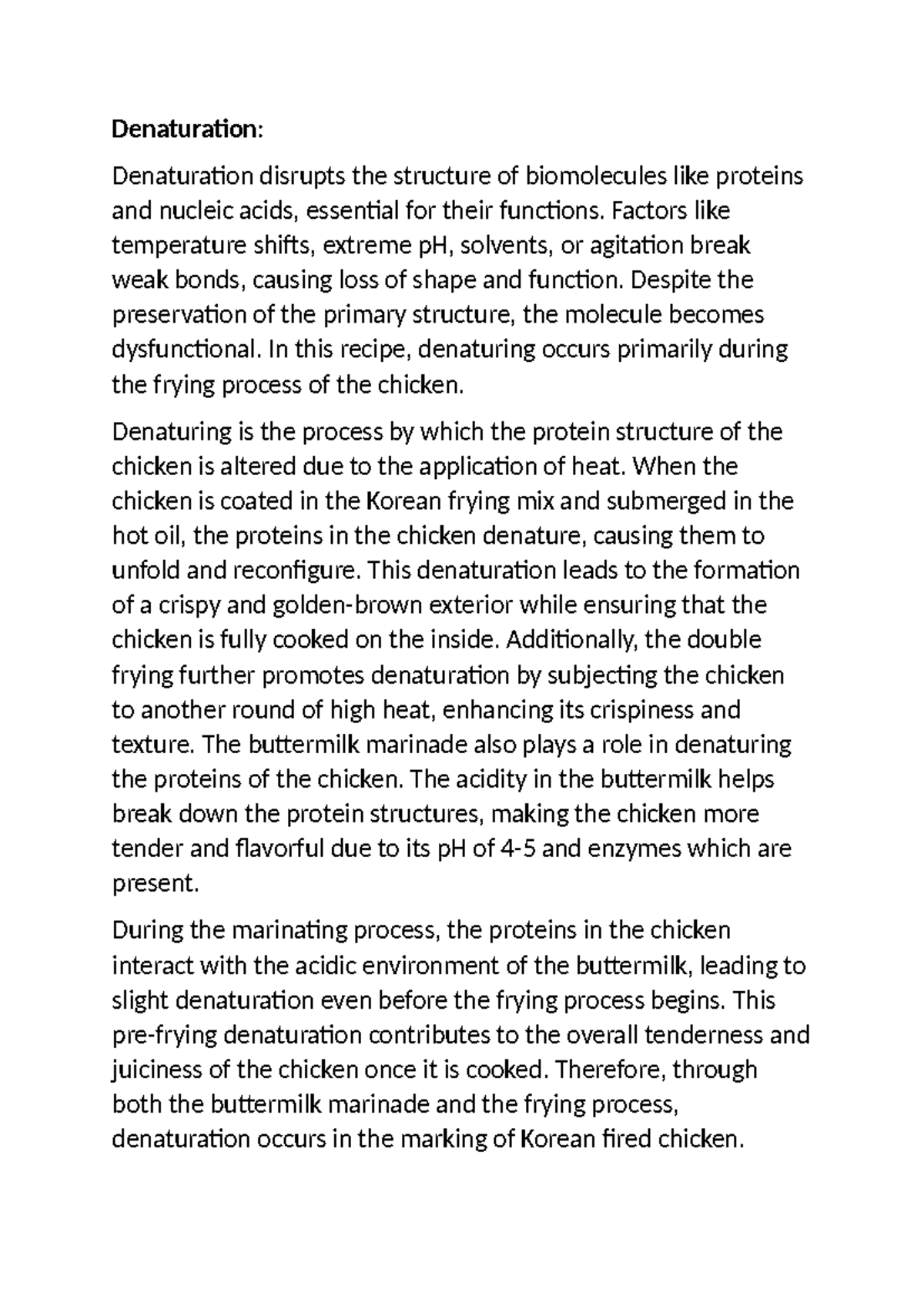 3 functional properties of food- chicken - Denaturation: Denaturation ...