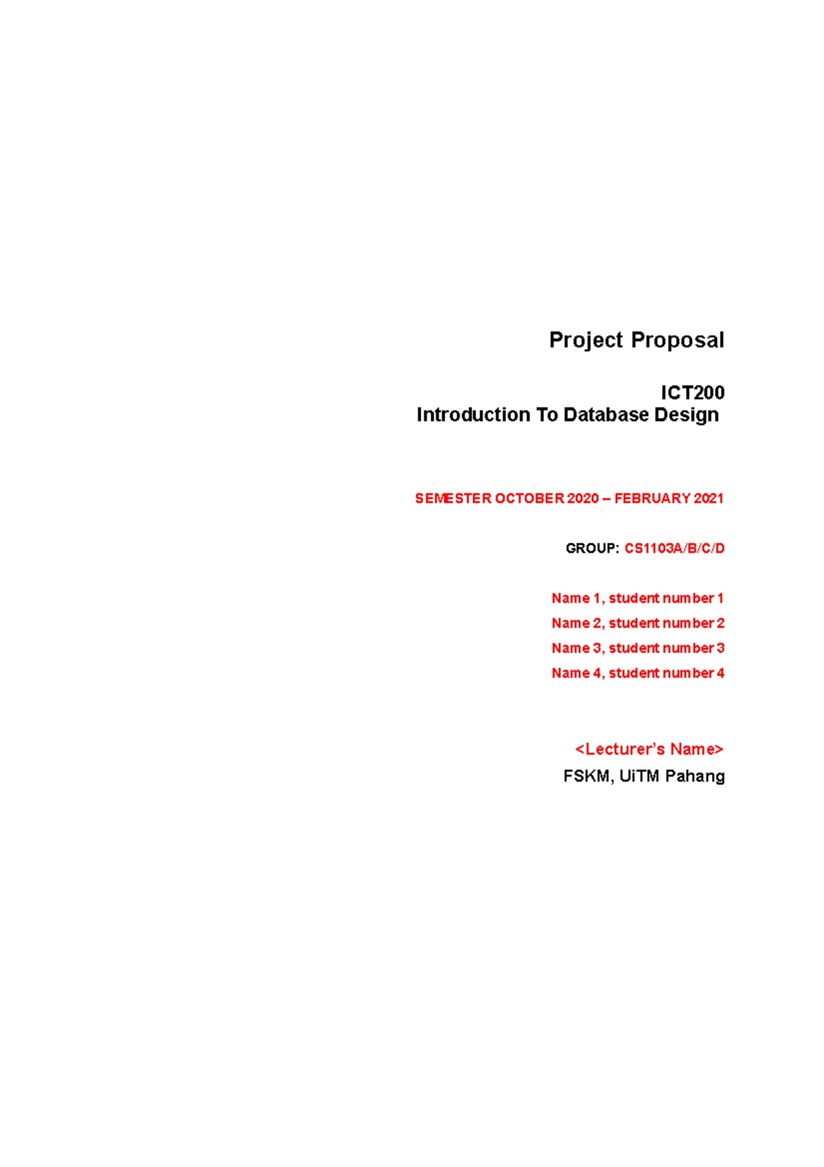ICT200 Proposal Template Oct 2020 - Project Proposal ICT Introduction ...