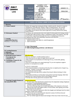 SHS CNF COT - lesson plan - Republic of the Philippines Department of ...