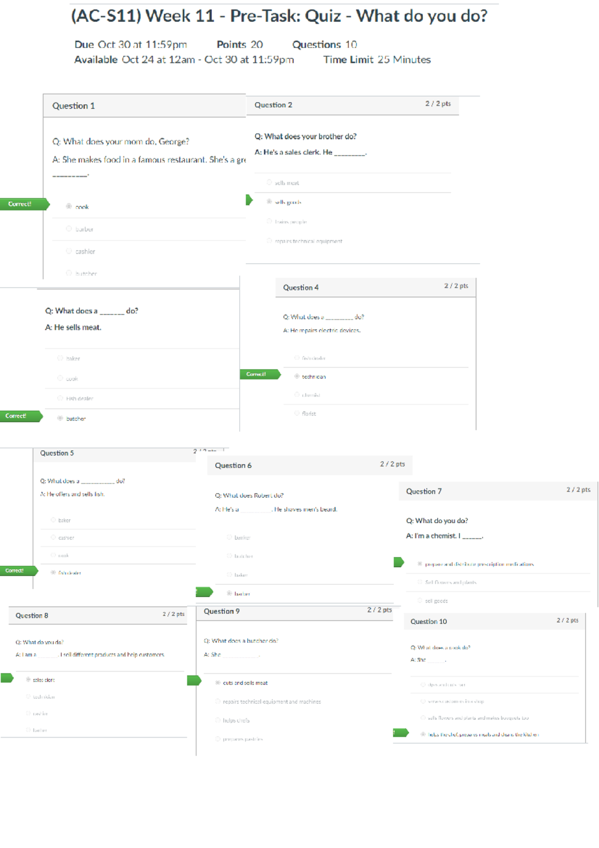 Ingles week11 - (AC-S11) Week 11 - Pre-Task: Quiz - What do you do? - Ingles II - UTP - Studocu