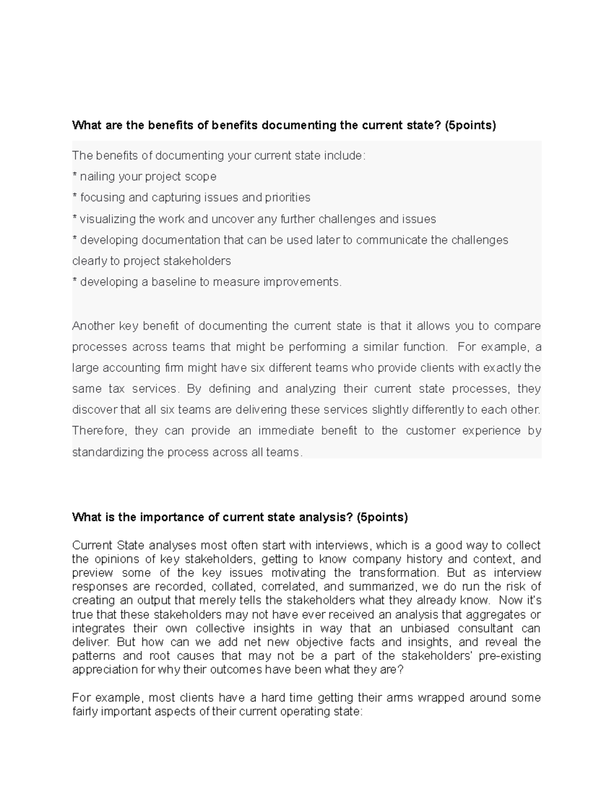 What are the benefits of benefits documenting the current state ...