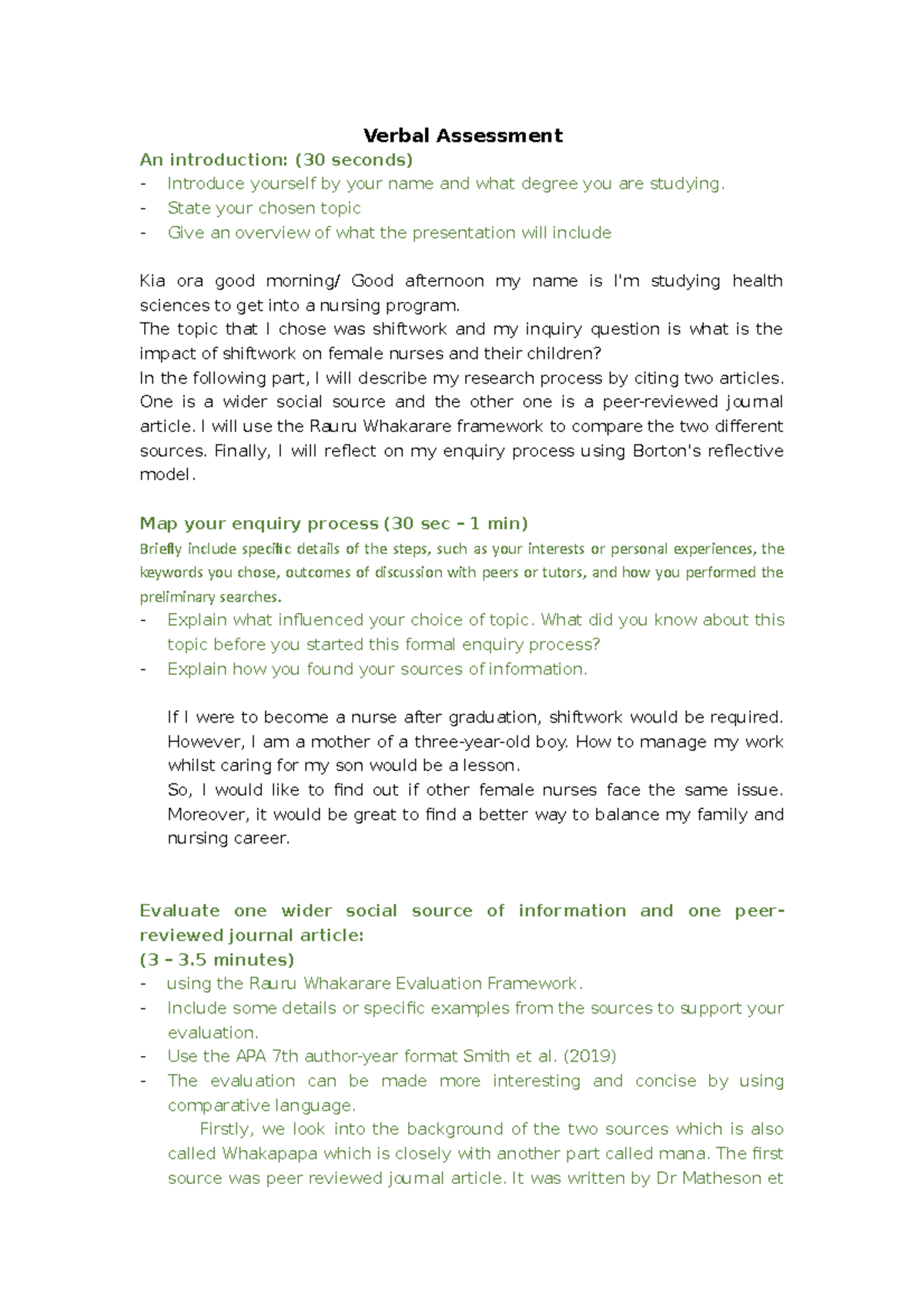 506 Verbal Assessment 1 - Verbal Assessment An introduction: (30 ...