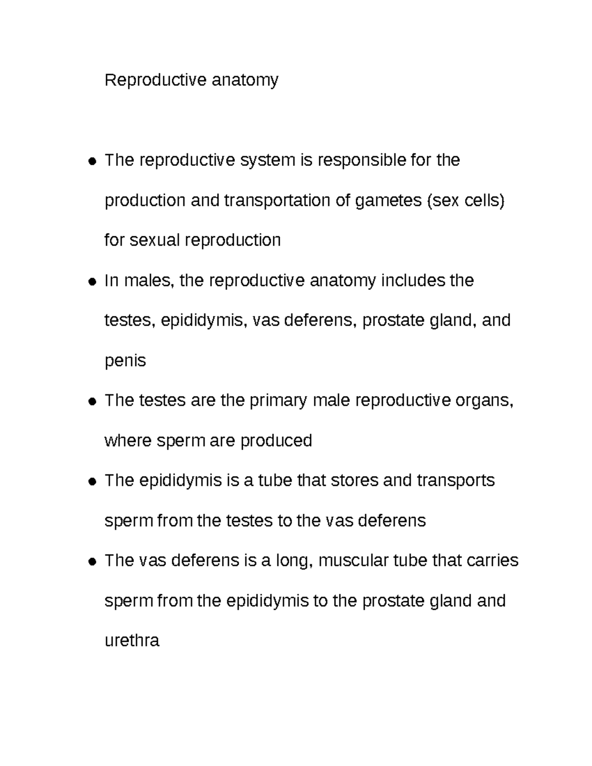 Reproductive anatomy - Google Docs - Reproductive anatomy The ...