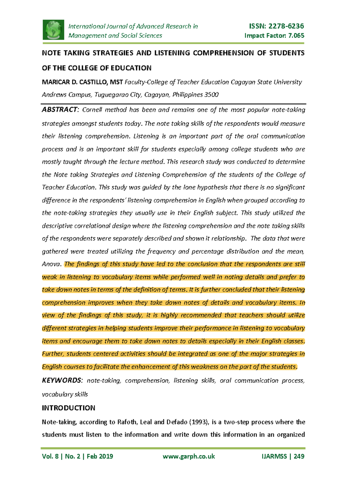 Local 2 - gfdfg - Management and Social Sciences Impact Factor: 7. NOTE ...