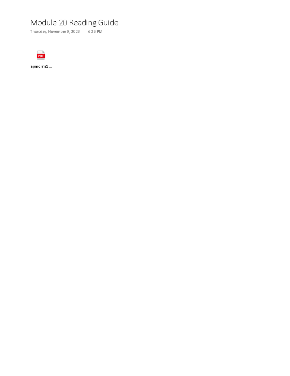 Module 20 RL - apmorris1... Module 20 Reading Guide Thursday, November ...
