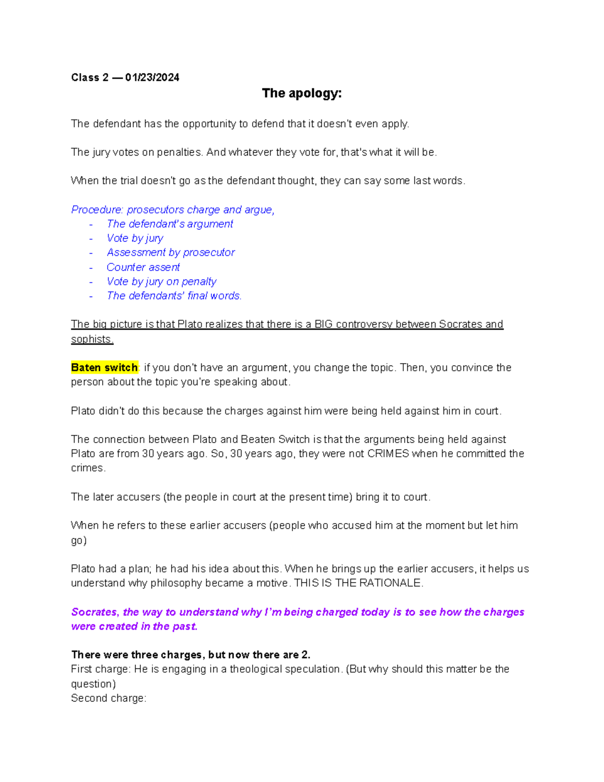 PHIL 1000 1:23:24 - Phil. 1000 - 176 Professor Mr. Lekarew Spring 2024 ...