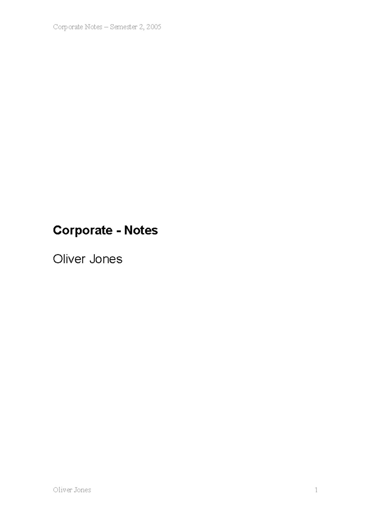 OJ Notes - Corporate - Notes Oliver Jones Please note: use of these ...