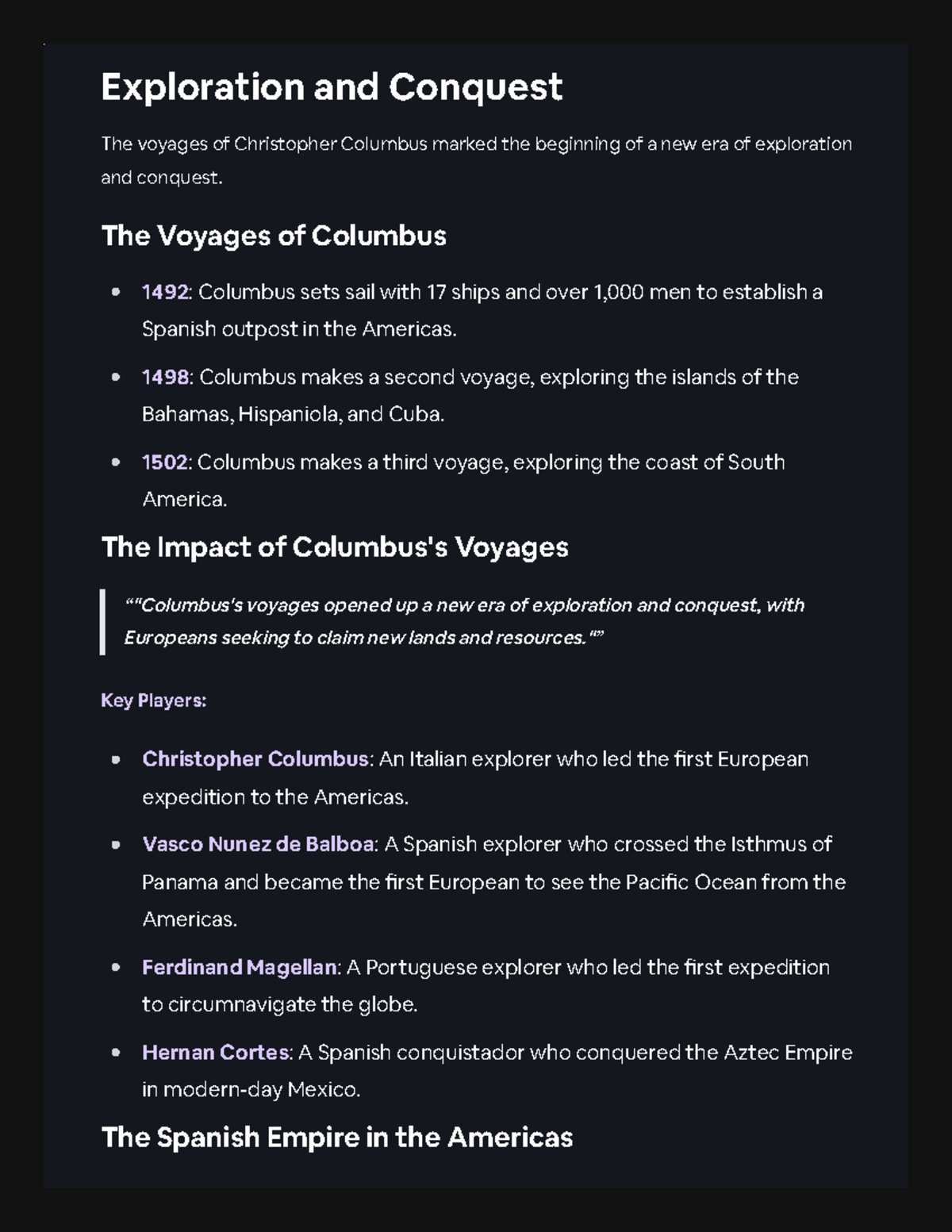 Columbus's Voyages and Spanish Colonization - Exploration and Conquest ...